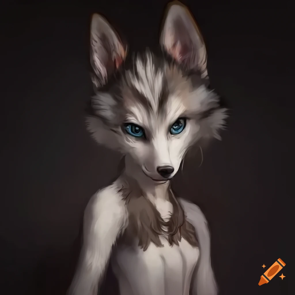 Detailed hyperrealistic painting of a female anthropomorphic Siberian ...