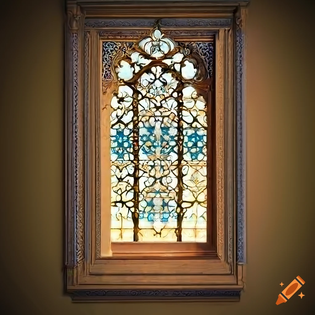 Baroque arched window in a mausoleum on Craiyon