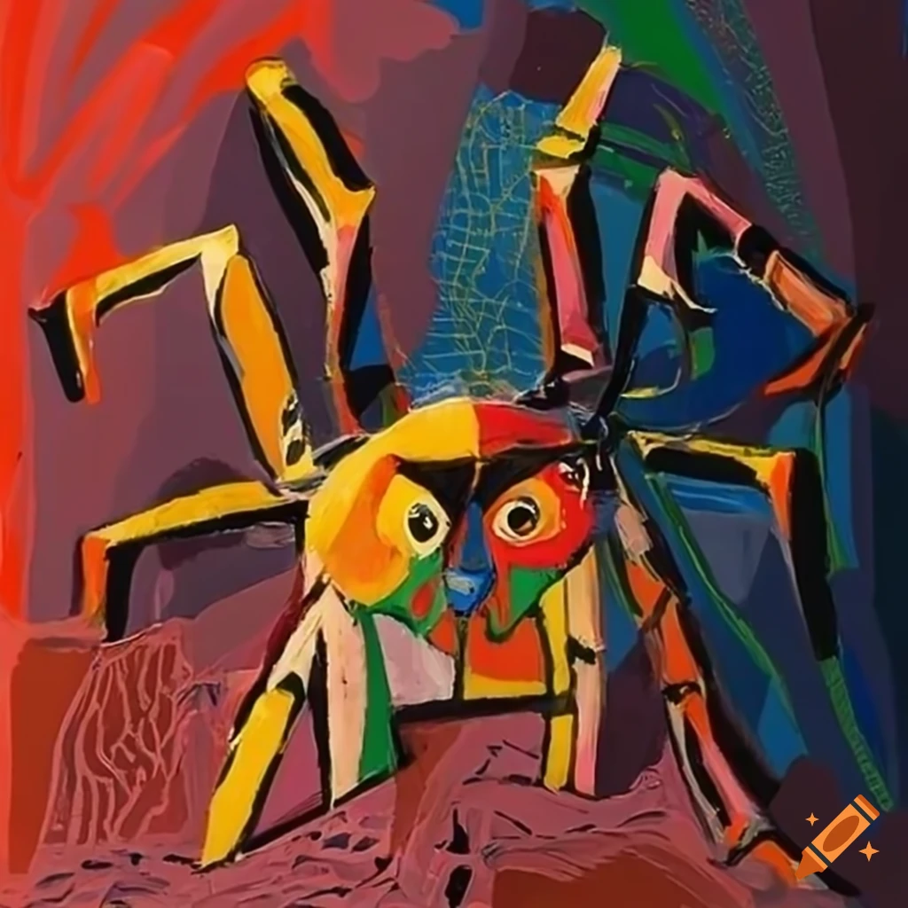 Artistic spider web inspired by pablo picasso on Craiyon