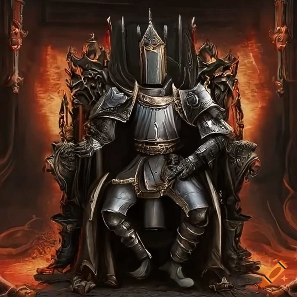 Illustration of a knight sitting on a throne on Craiyon