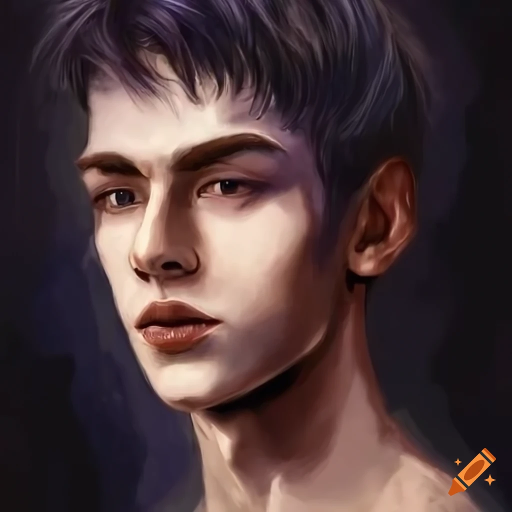 Detailed portrait of a man with violet eyes on Craiyon