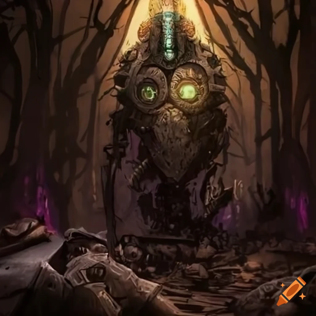 Twisted war machine in a nightmarish painting on Craiyon