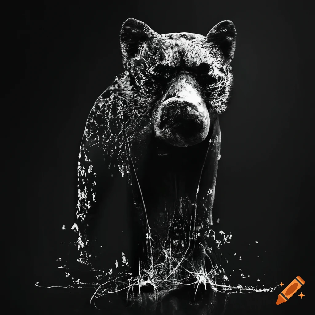 Black ink splatter animal artwork