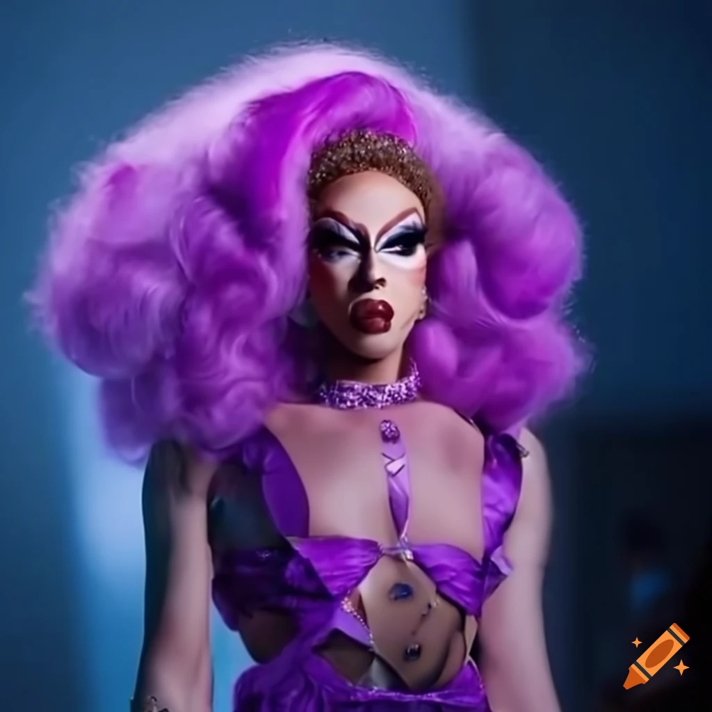 Fierce drag queen in a puff jacket-themed outfit on Craiyon