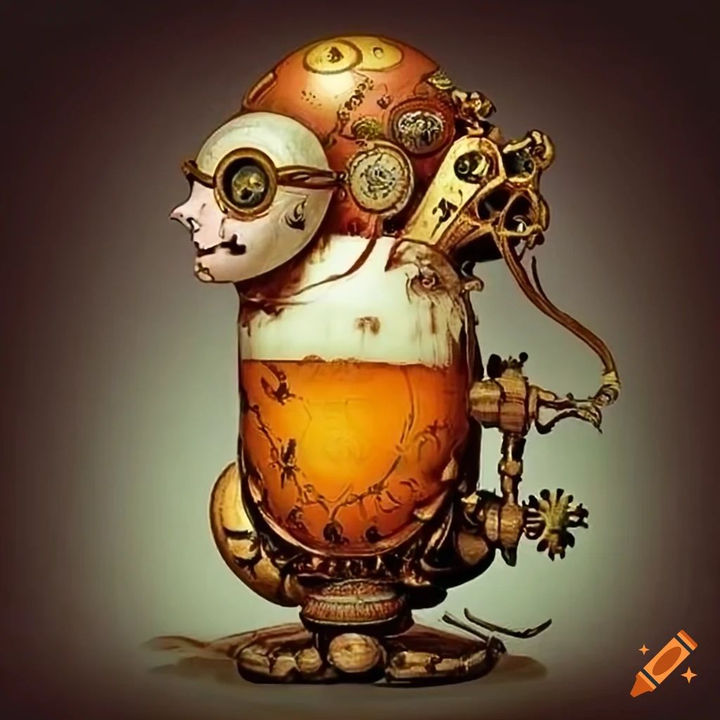 Steampunk-inspired artwork of a glass of beer on Craiyon