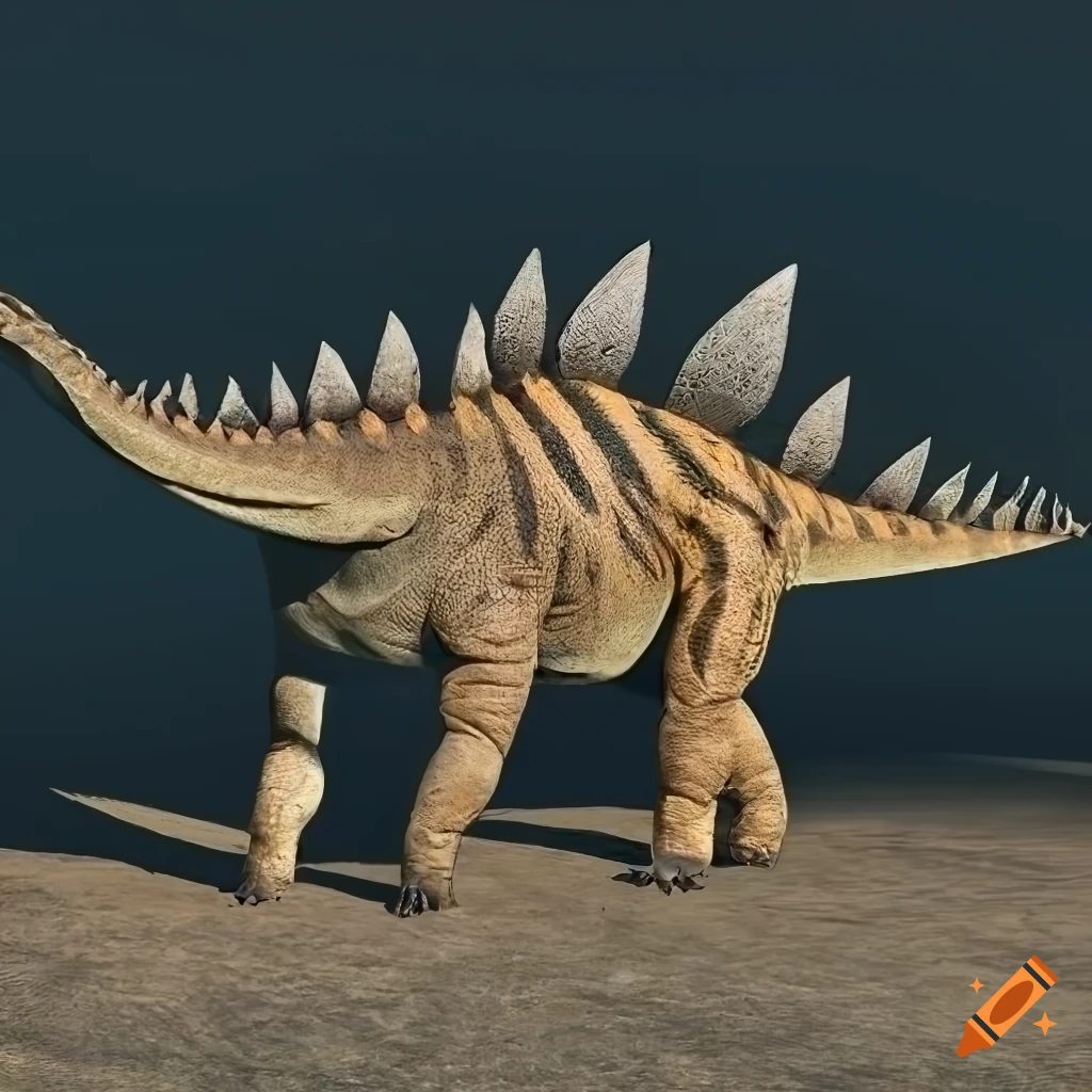 Allosaurus fighting a stegosaurus in natural environment with warm ...