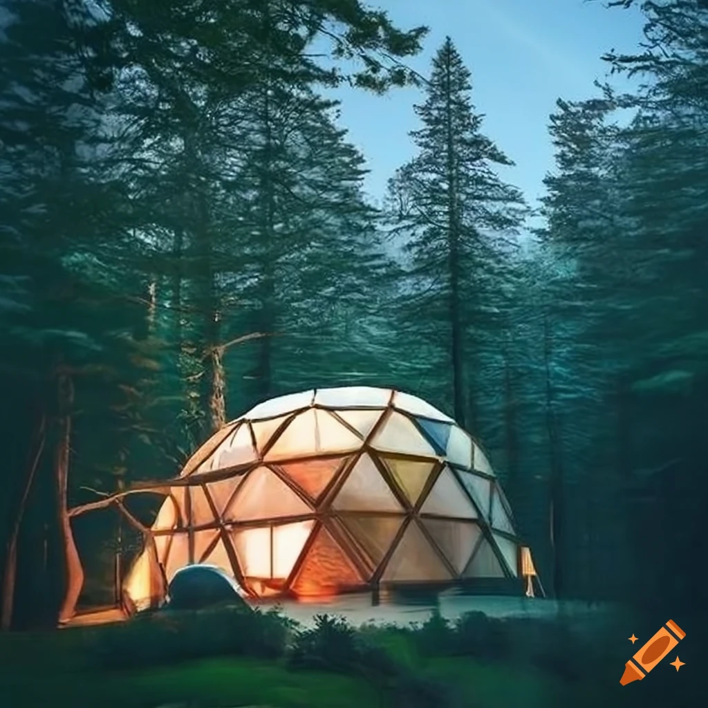 Render of a hempcrete dome house on the oregon coast on Craiyon