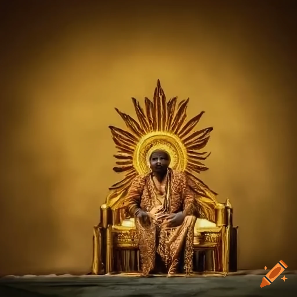 Mansa musa on a throne surrounded by gold and riches on Craiyon