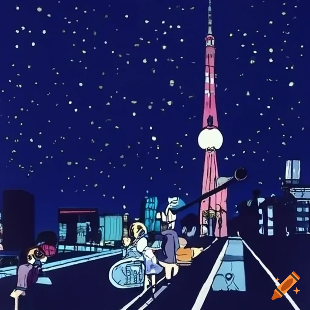 Collaborative illustration of a sky railway in daylight