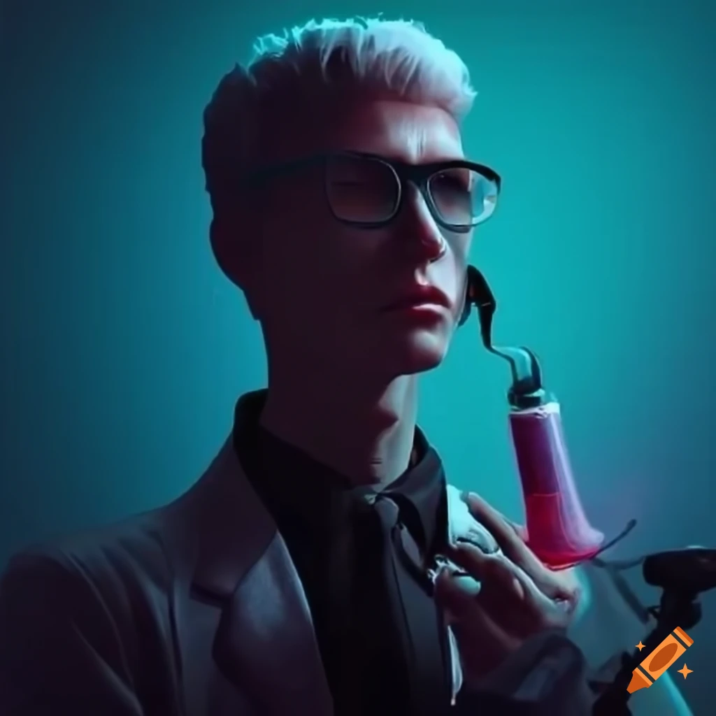 Charismatic cyberpunk scientist with glasses on Craiyon