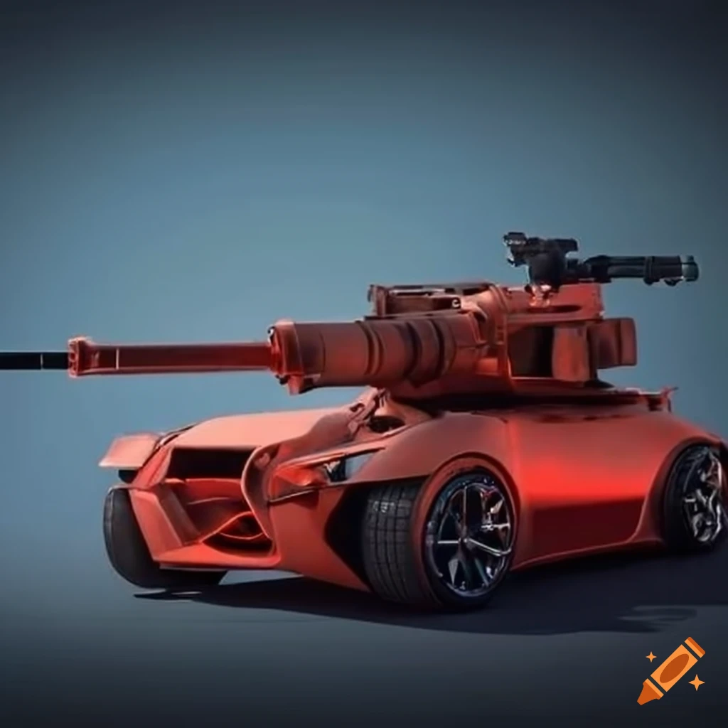 Sports car with weapon systems on Craiyon