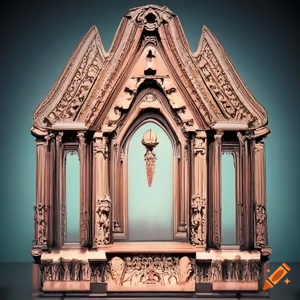 Detailed carving of moth motif in architectural style on Craiyon