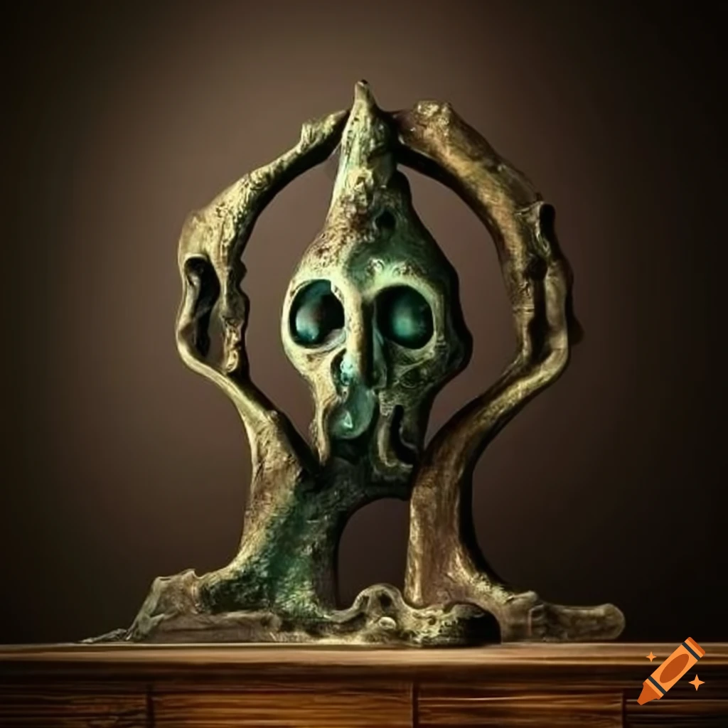 Mysterious lovecraft-style artwork on an ancient table on Craiyon