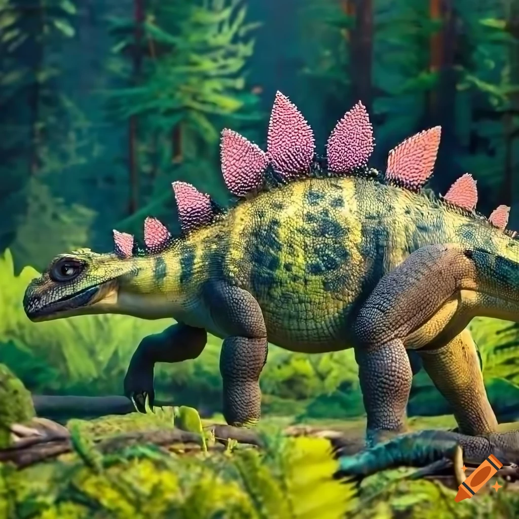 Image of a Stegosaurus with lizard-like color pattern and elephant-like ...
