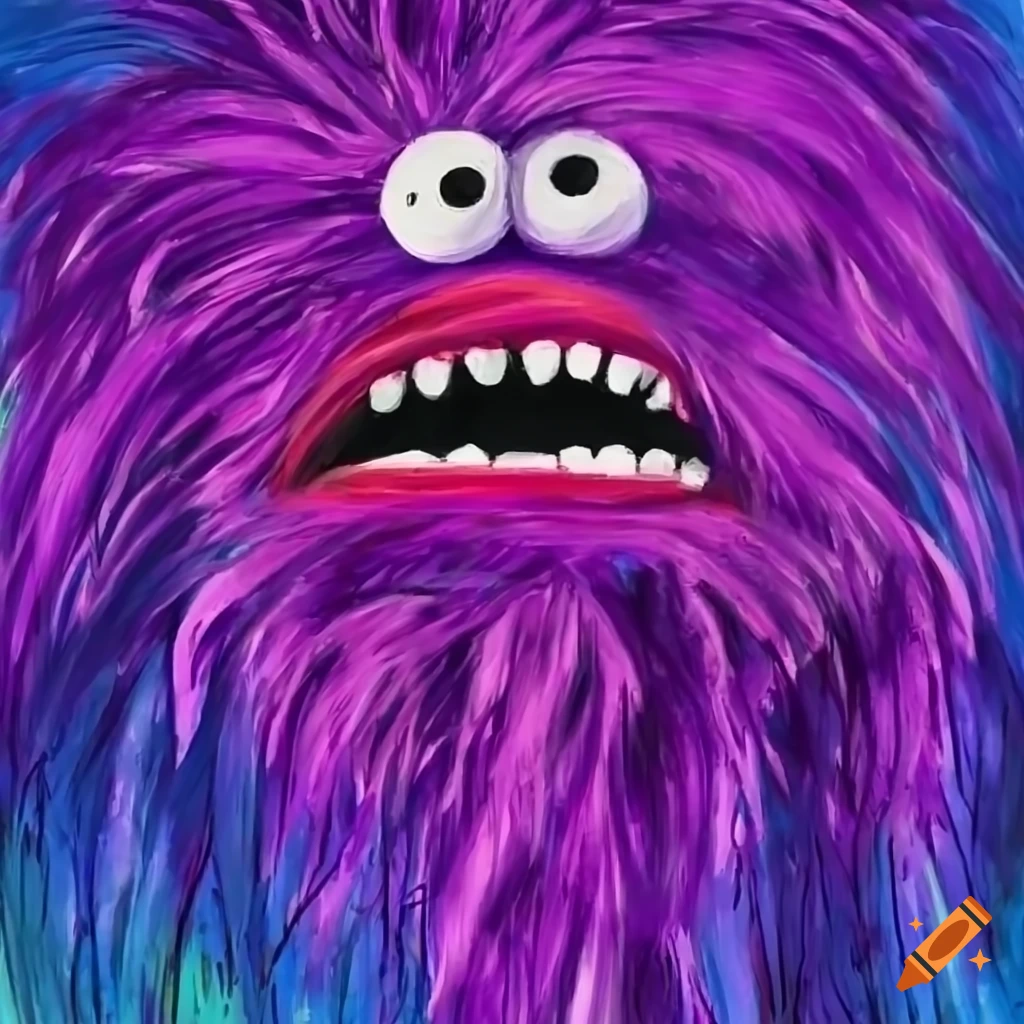 Light blue muppet resembling elmo from studio ghibli on Craiyon