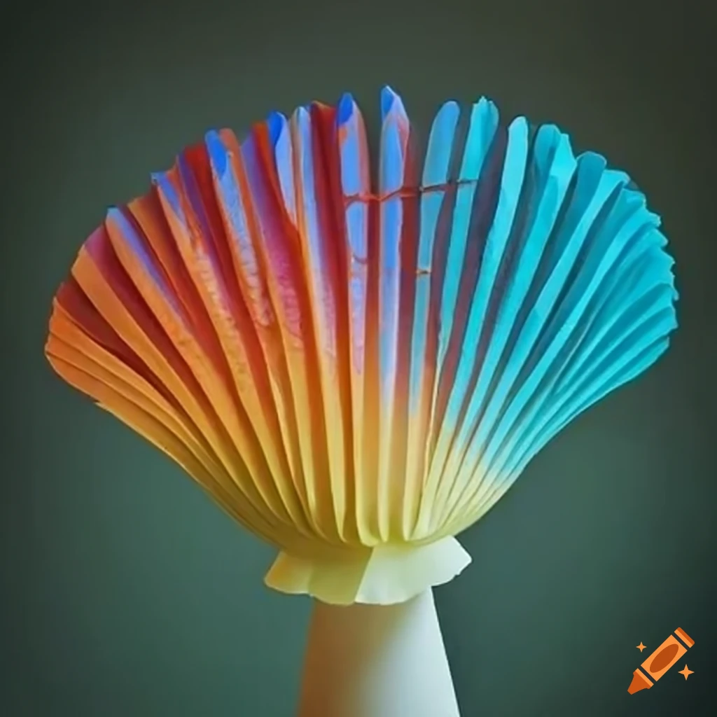Vibrant paper fan mushroom growing on Craiyon