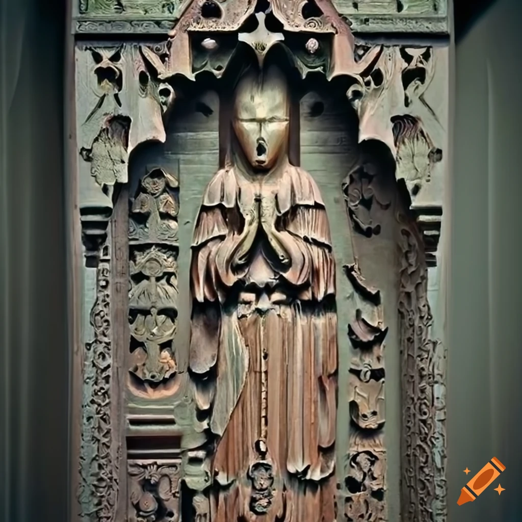 Shrine with architectural stave carving style on Craiyon