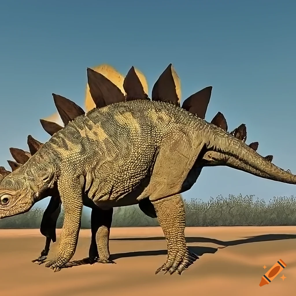 Colorful Stegosaurus in warm morning light on Craiyon
