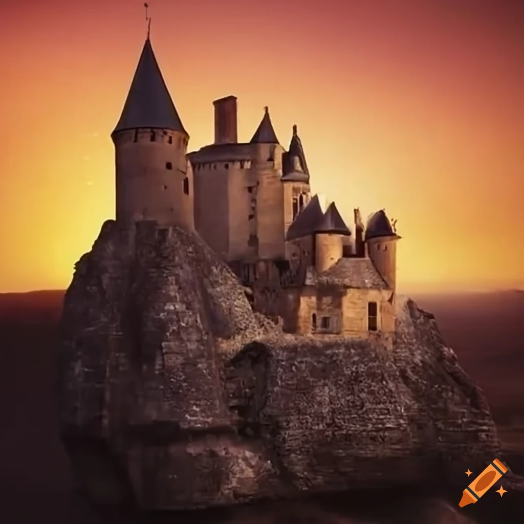 Image of a medieval castle on a meteorite in space on Craiyon