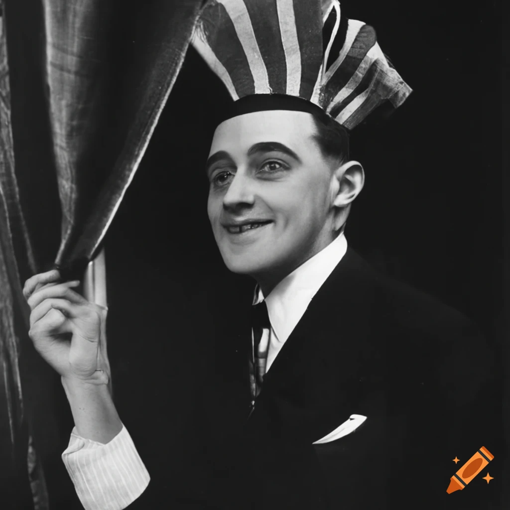 Portrait of young vincent price in a plaid chef's hat on Craiyon