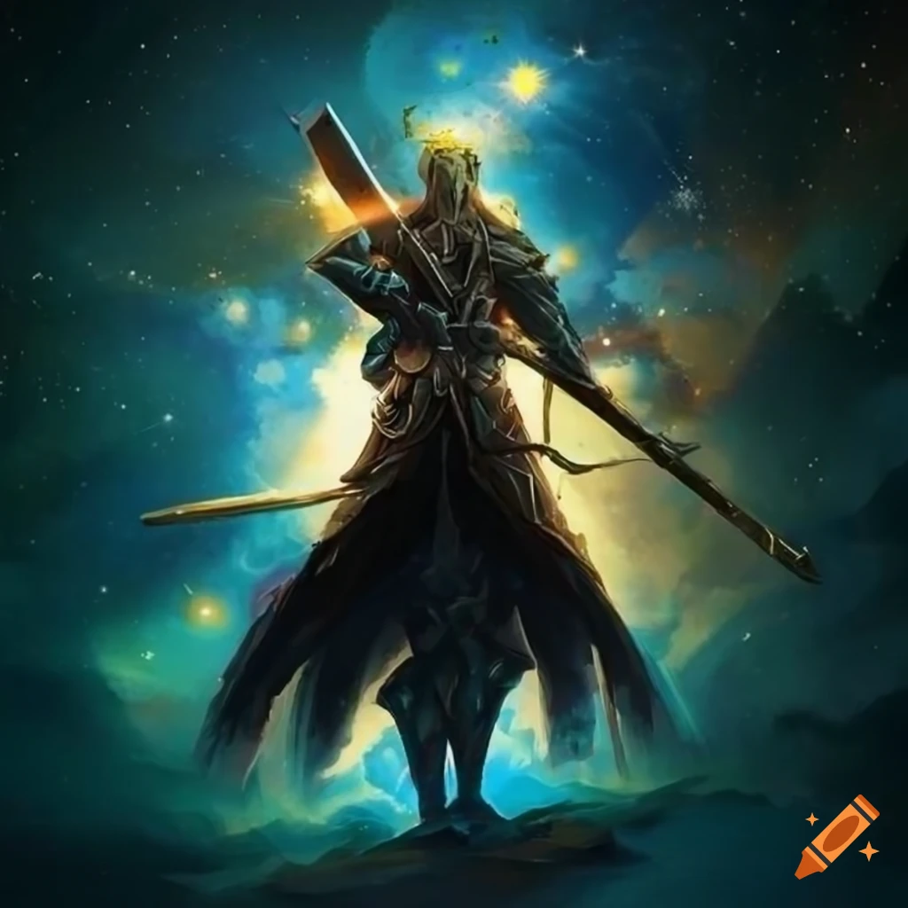 Image of a celestial being in a war zone on Craiyon