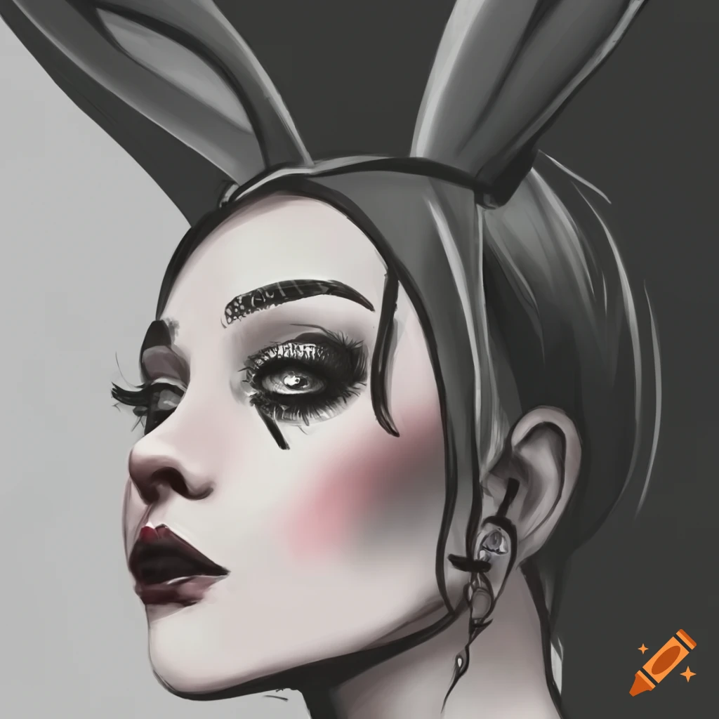 Goth girl wearing a bunny hat on Craiyon