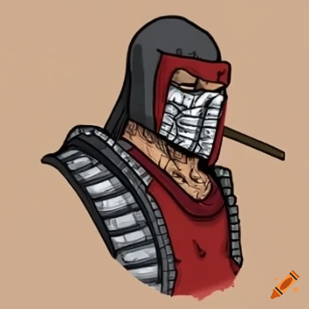 Cartoon rendition of kenshi from mortal kombat