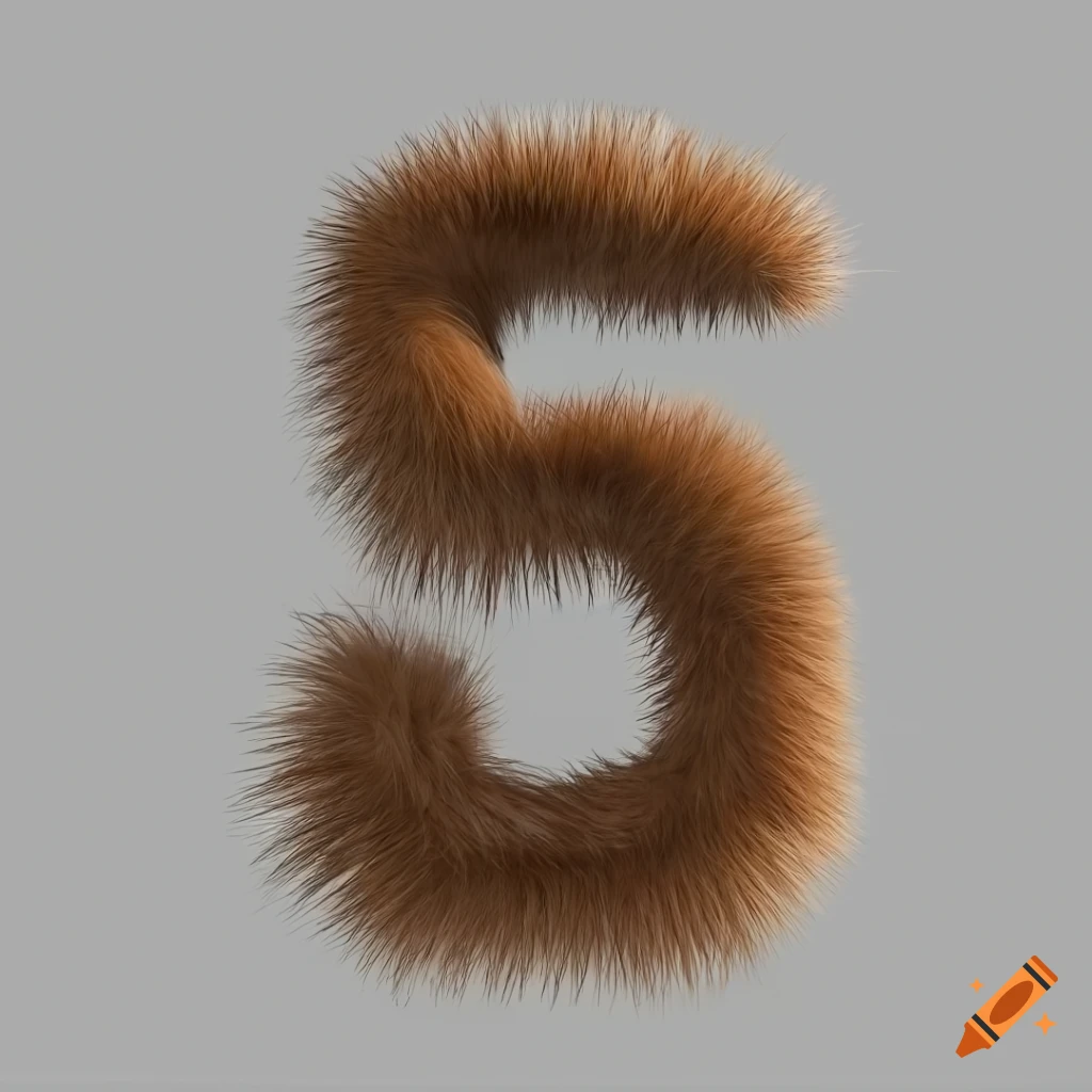 Letter "c" made of dog fur in 3d render