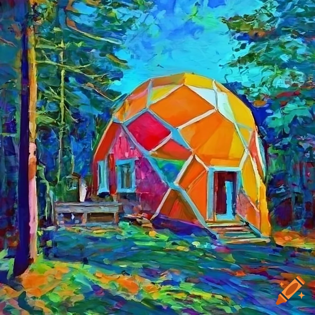 Charming mini dome home surrounded by autumn foliage on Craiyon