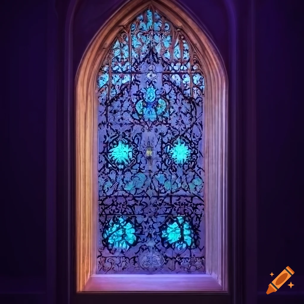 Bluebaroque gothic window with intricate ornaments