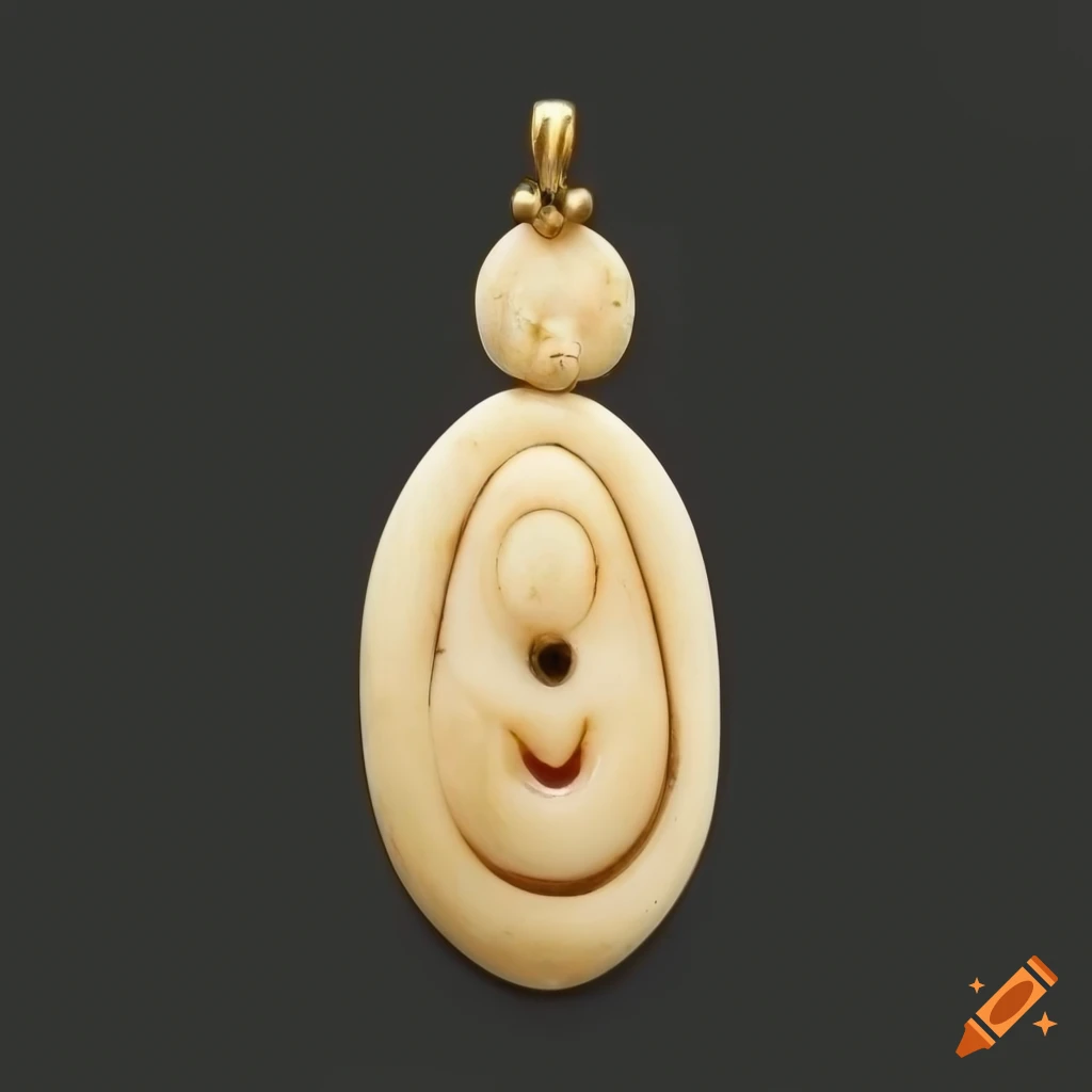 Carved ivory pendant with circular ends
