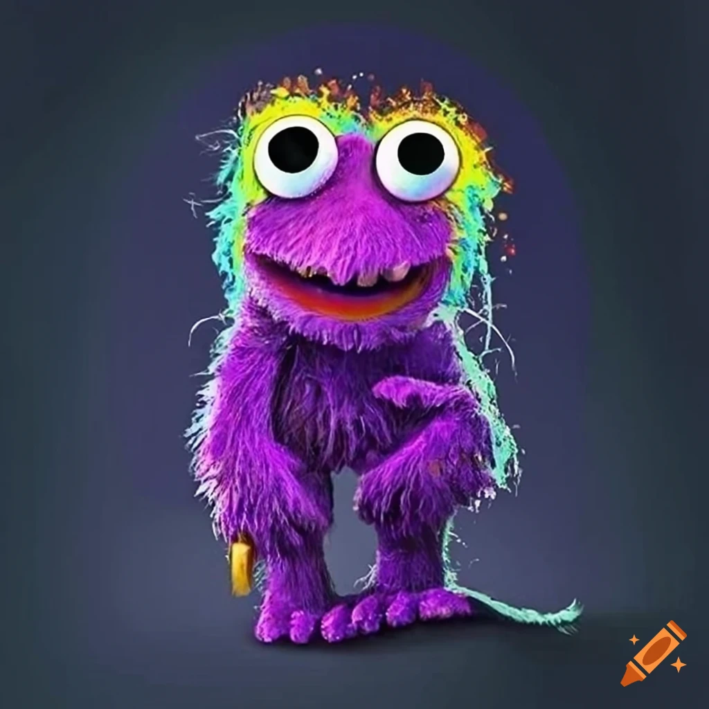 Purple Muppet monster with expressive eyes and vibrant fur on Craiyon