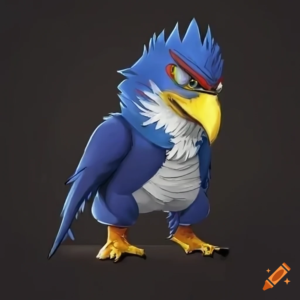 Image of an angry falcon character