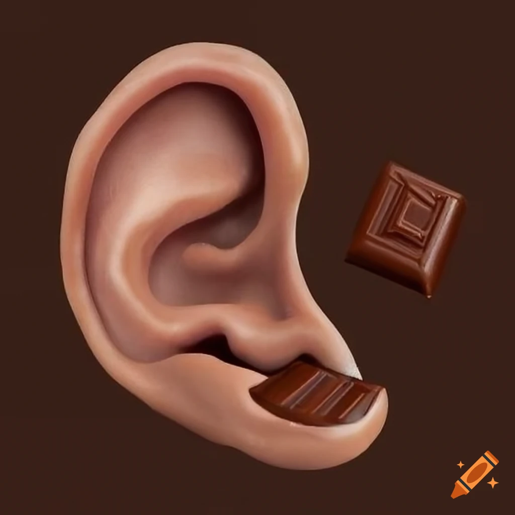 Illustration of an ear enjoying chocolate on Craiyon