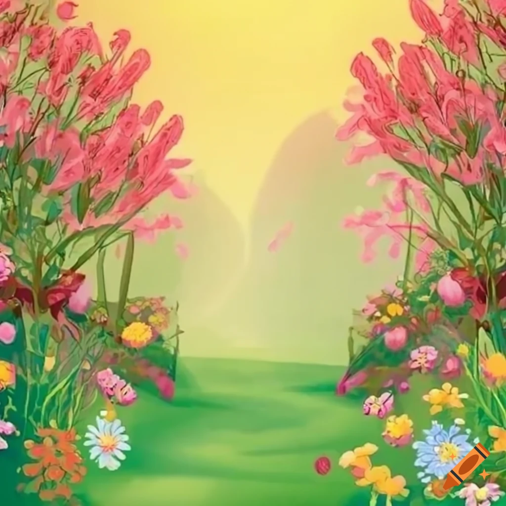 Charming flower garden illustration for a children's storybook