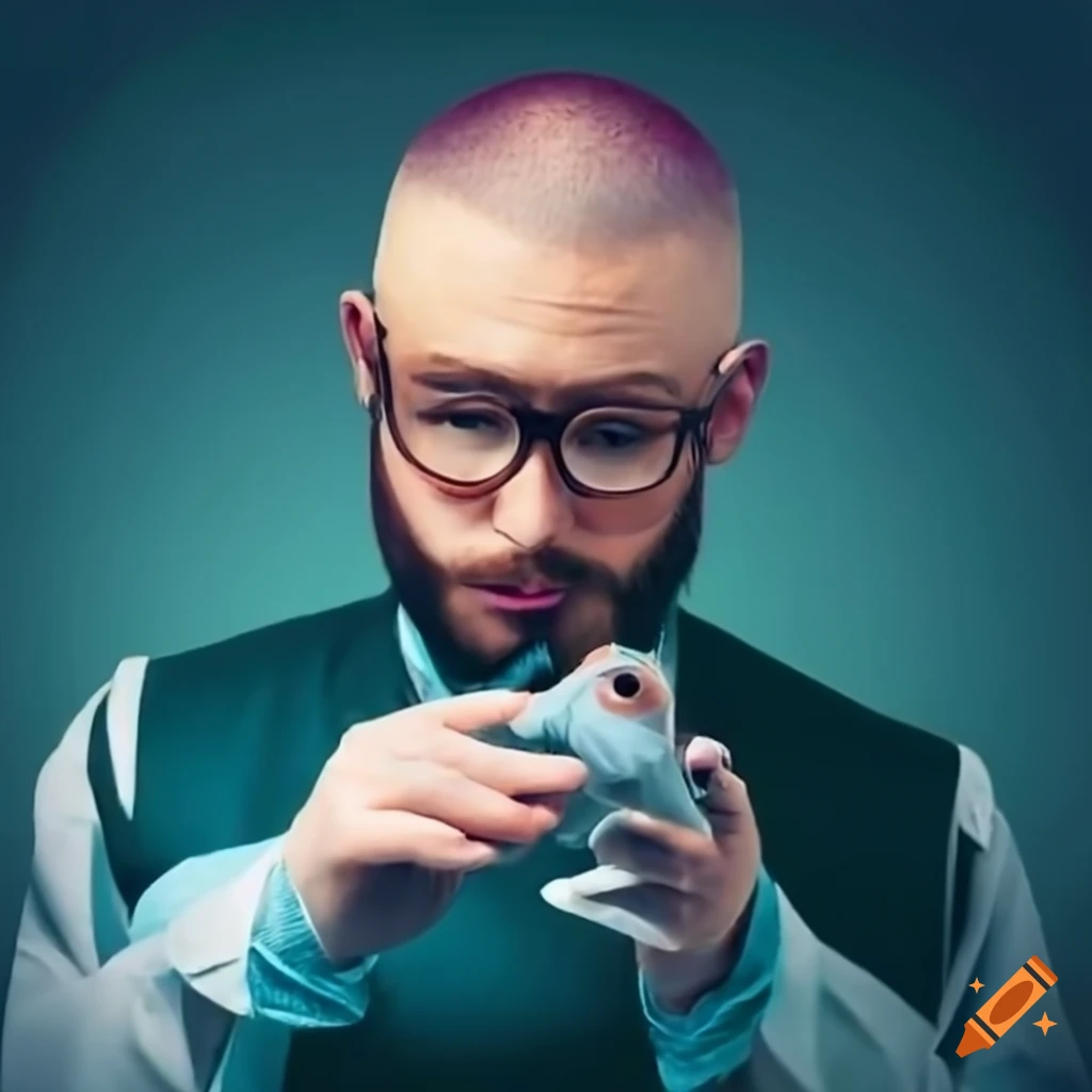 Scientist holding a mouse in a lab