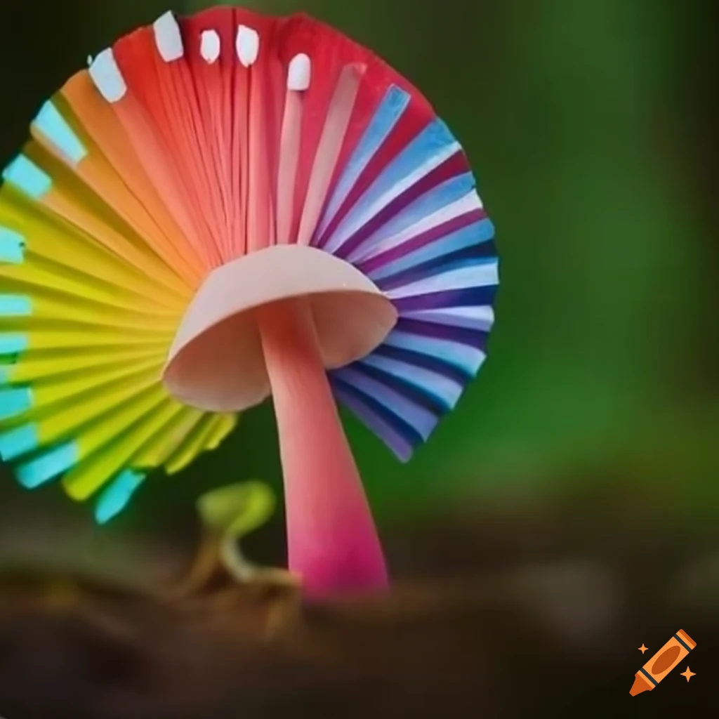 Vibrant paper fan mushroom growing on Craiyon