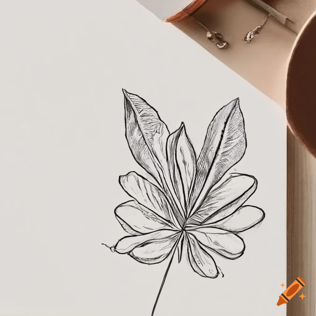 Clean botanical drawing with simple lines on Craiyon