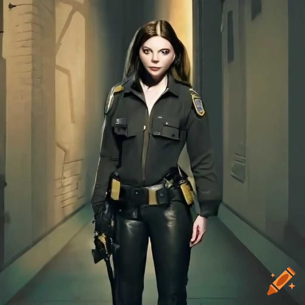 Detailed police photograph of Officer Michelle Trachtenberg on Craiyon