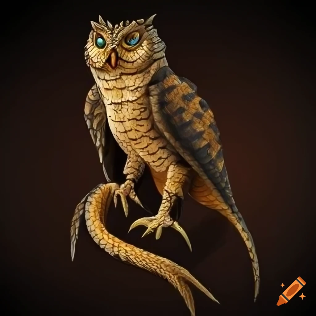 Digital artwork of snake owl dragon on Craiyon