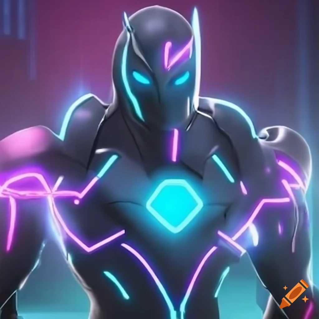 Neon artwork featuring max steel on Craiyon