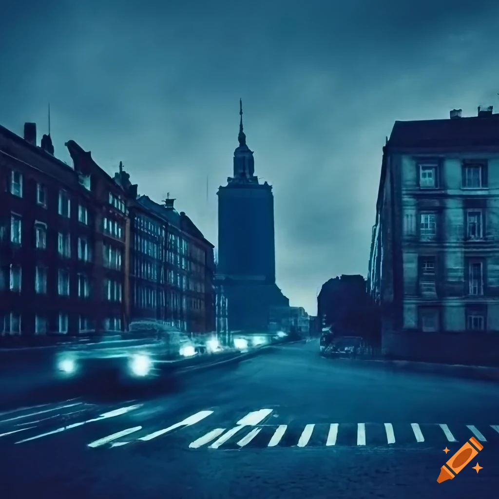 Cyanotype of a futuristic city with concrete buildings on Craiyon