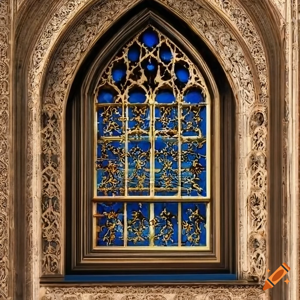 Bluebaroque gothic window with islamic ornaments on Craiyon