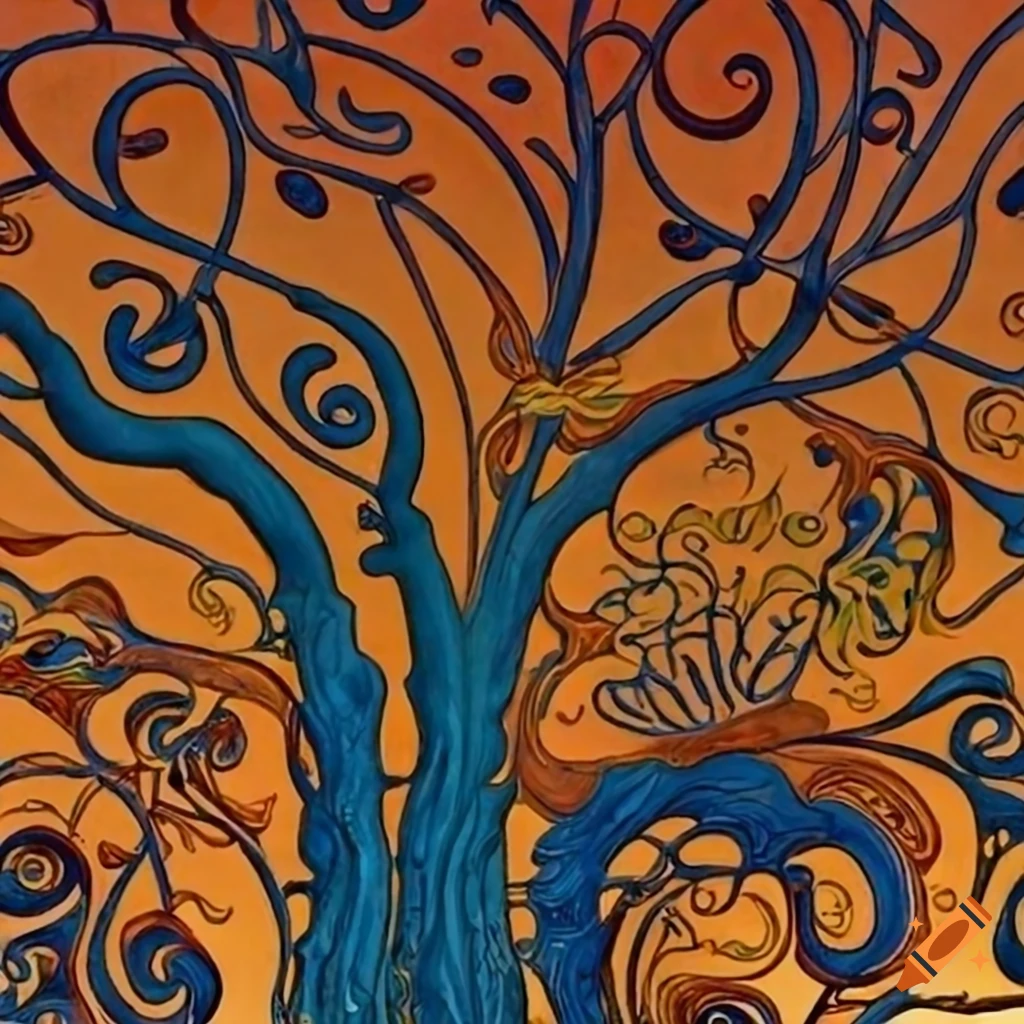 Art nouveau tree patterns