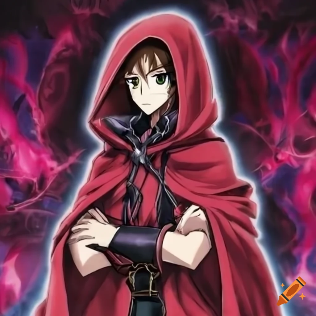 Illustration of a crimson rose fencer in Yu-Gi-Oh! style on Craiyon