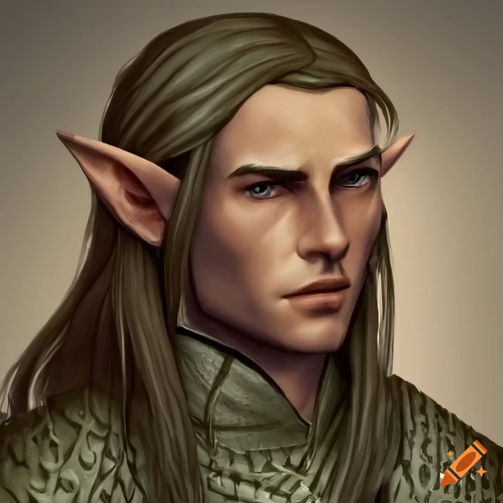 Desmond hume depicted as a medieval elf on Craiyon