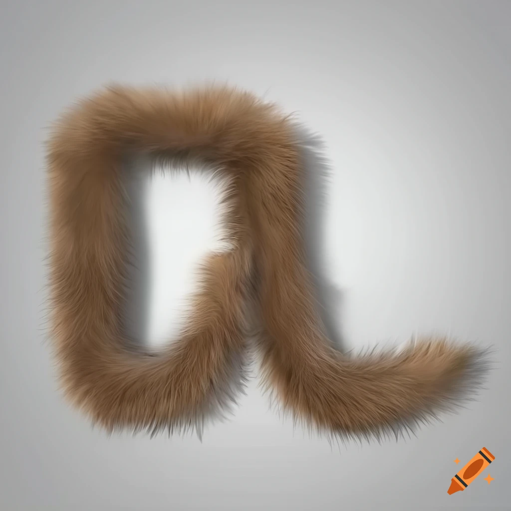 Realistic 3d render of letter j made of dog fur