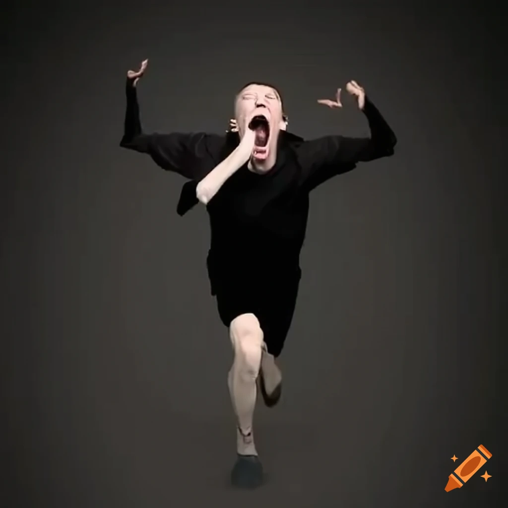 Curious man in a strange stance on Craiyon