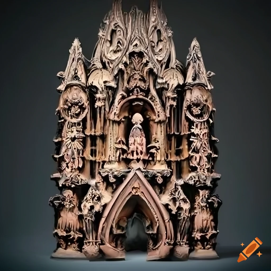 Stunning gemstone motif carving in architectural style