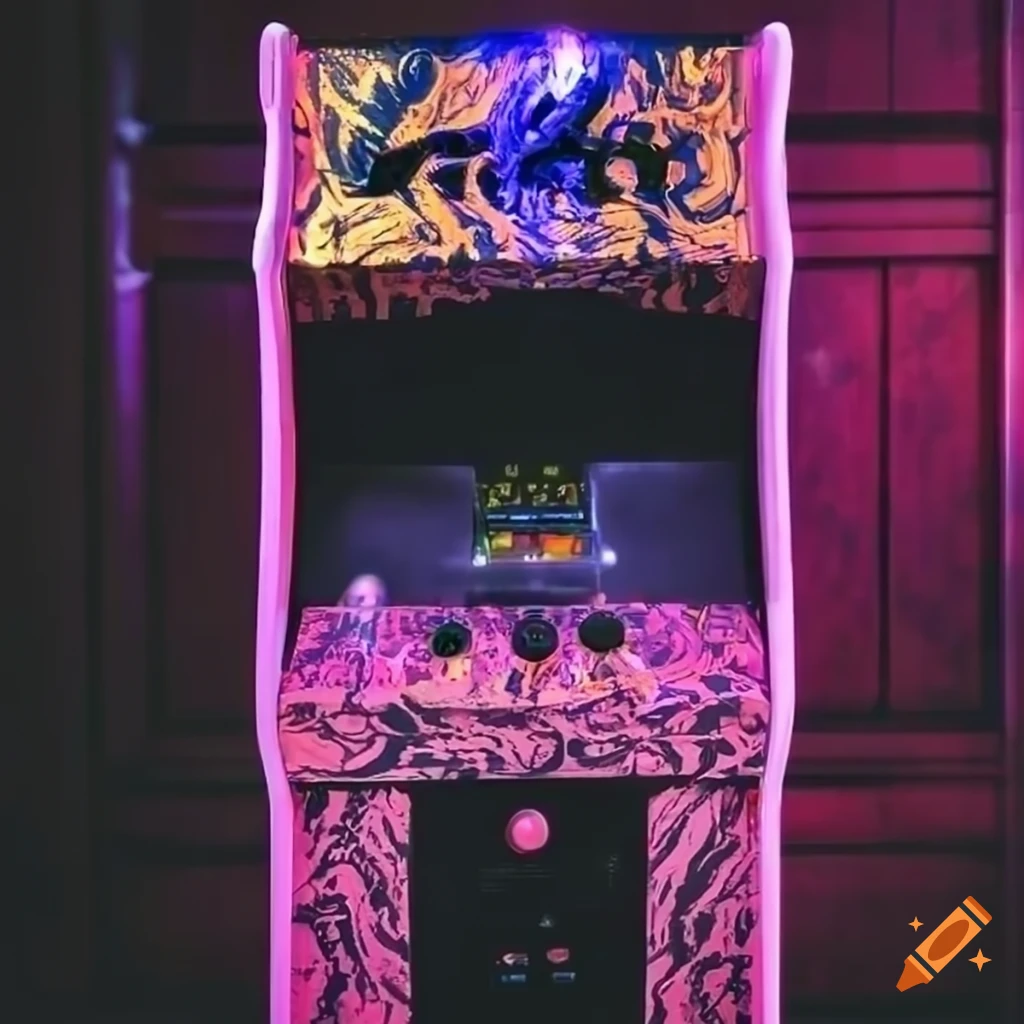 Exotic alien-themed arcade cabinet on Craiyon
